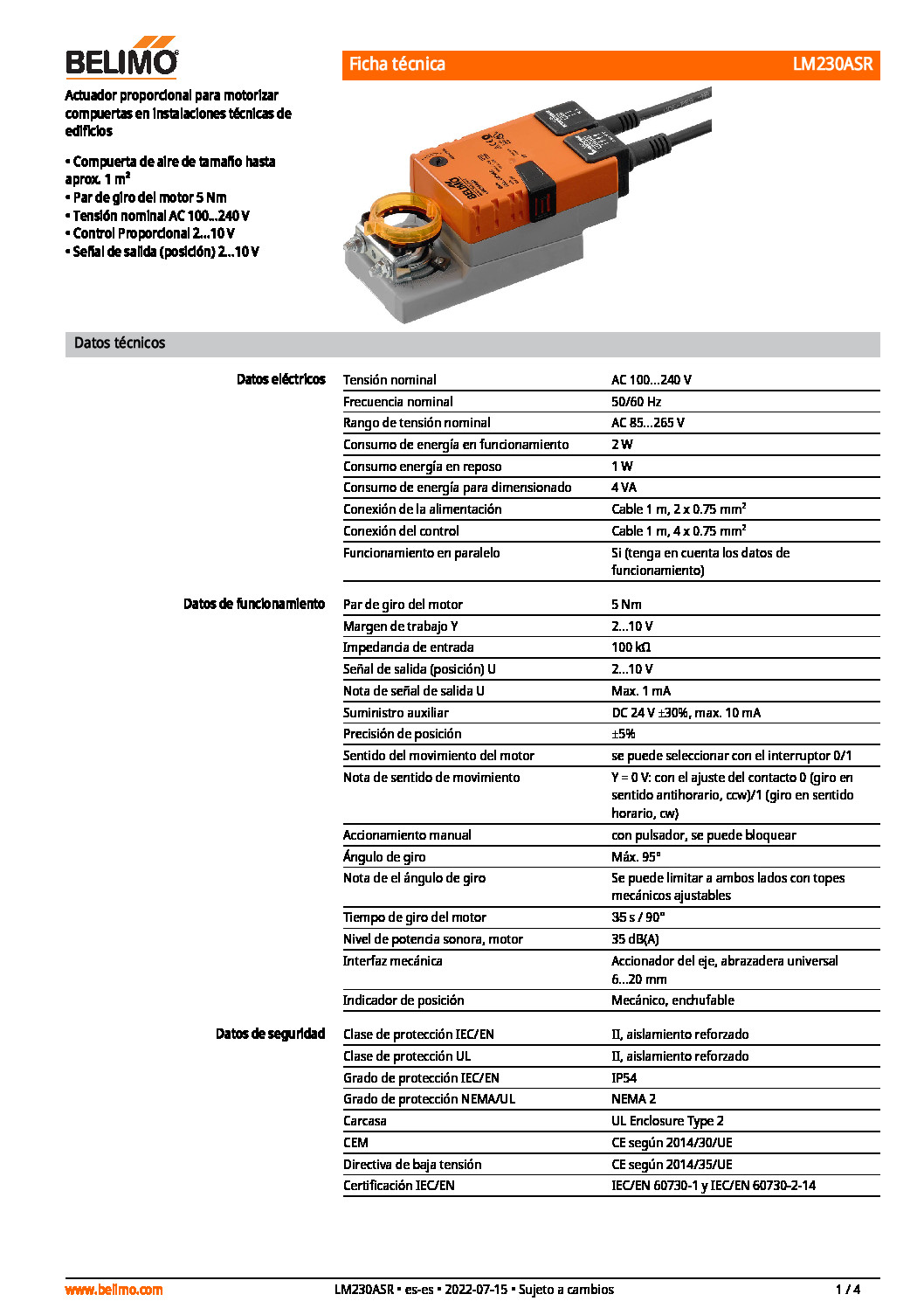 Belimo_LM230ASR_datasheet_ES | STI LTDA