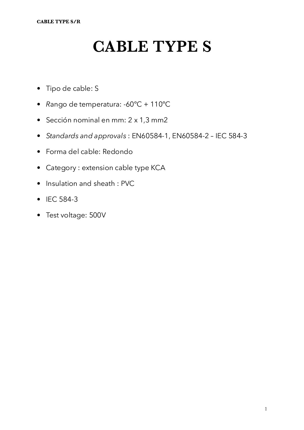 Cable-type-S-datasheet | STI LTDA